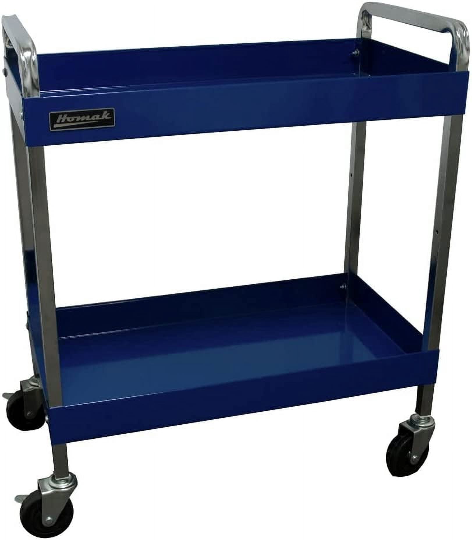 Homak 2-Shelf Multi-Purpose Utility Service Cart, Blue, 30 Inches ...