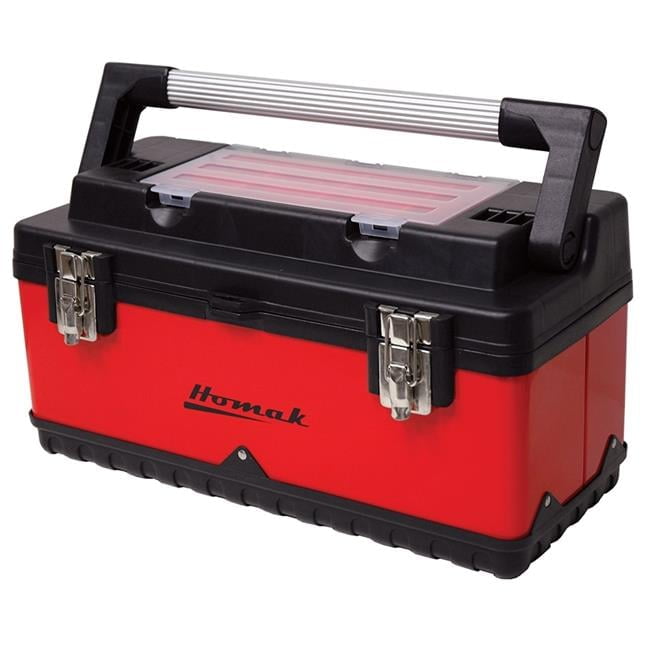 Homak 20 in. Metal & Plastic Hand Carry Tool Box with Aluminum Handle ...