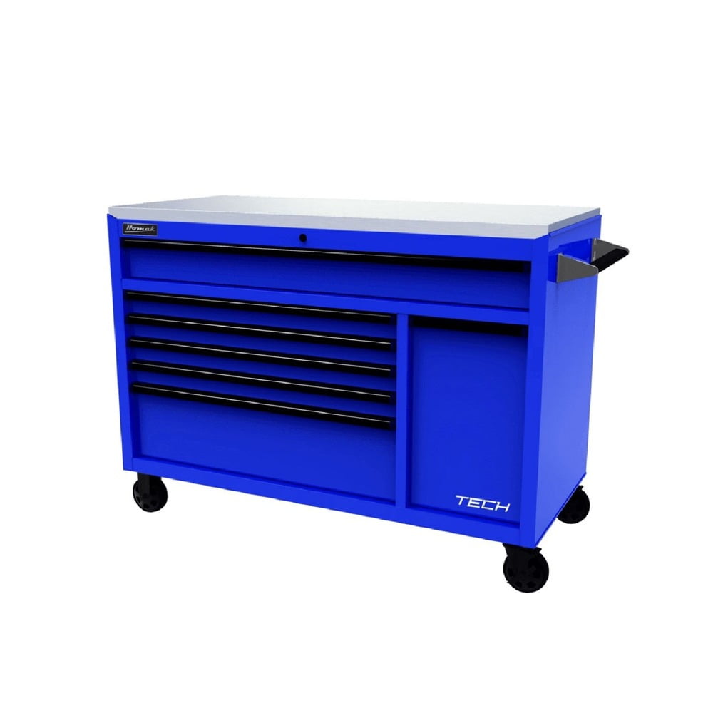 Homak BL04054070 TECH 54 in. 7-Drawer Rolling Workstation - Blue ...