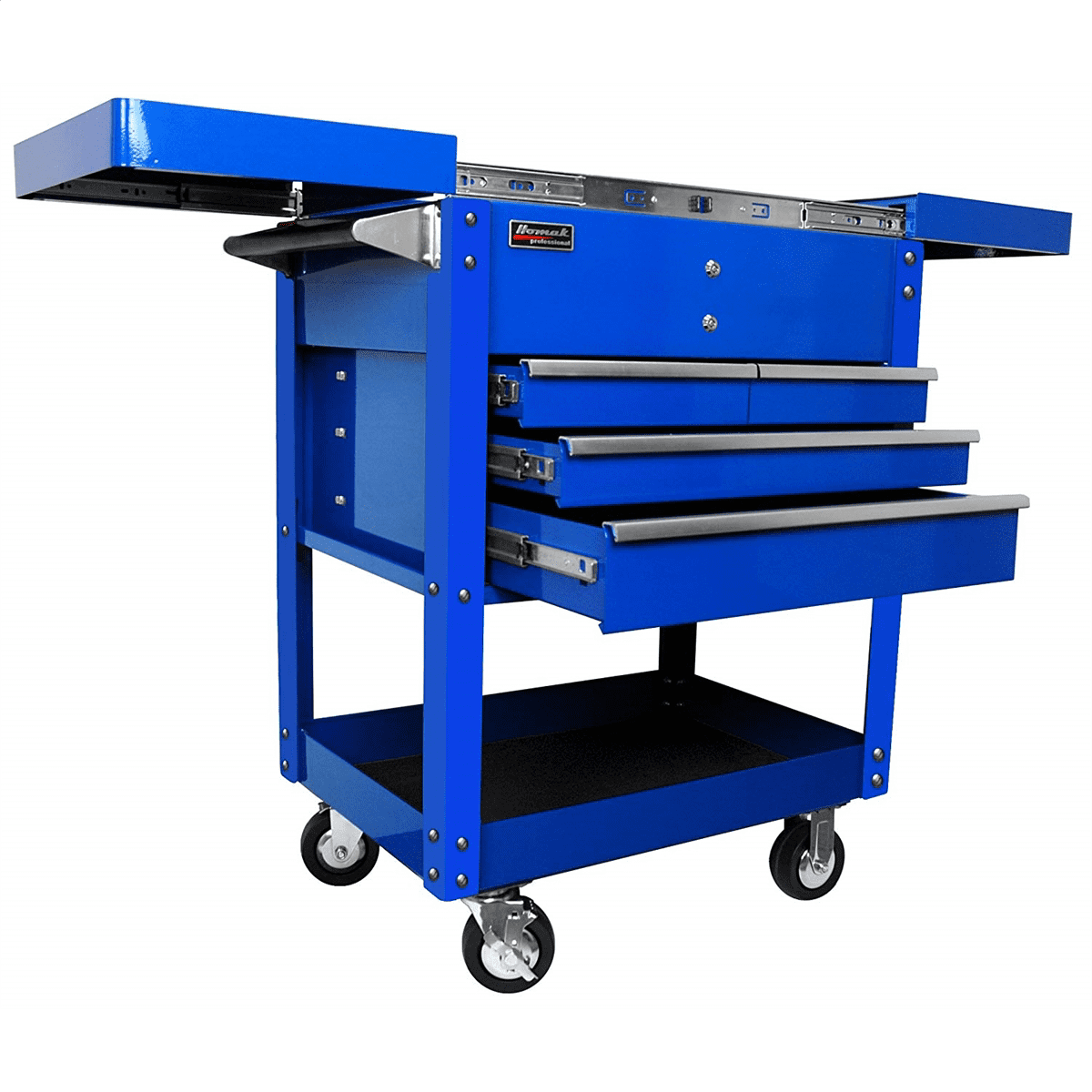 Homak Manufacturing 35" Pro Series 4-Drawer Slide-Top Service Cart Blu ...