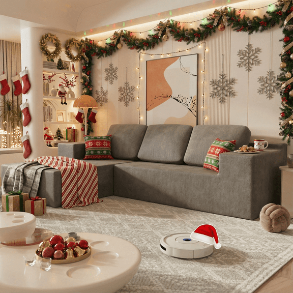 106" Cloud Modular Sectional Sofa with L-Shape Chaise, 4-Seat Deep ...