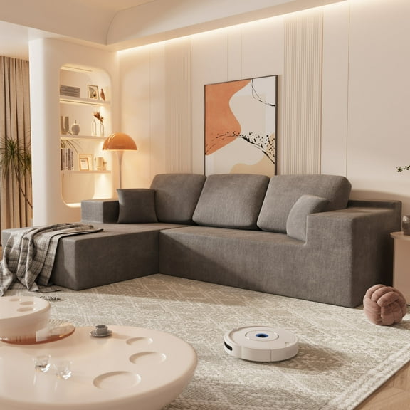 106" Cloud Modular Sectional Sofa with L-Shape Chaise, 4-Seat Deep ...