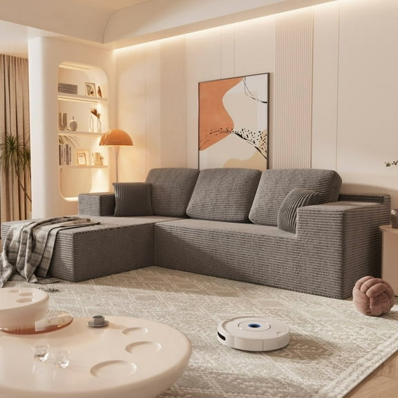 106" Cloud Modular Sectional Sofa with L-Shape Chaise, 4-Seat Deep ...