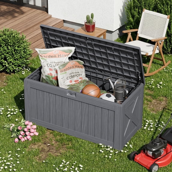 Homall 120 Gallon Outdoor Patio Box Deck Plastic Resin Storage Box ...