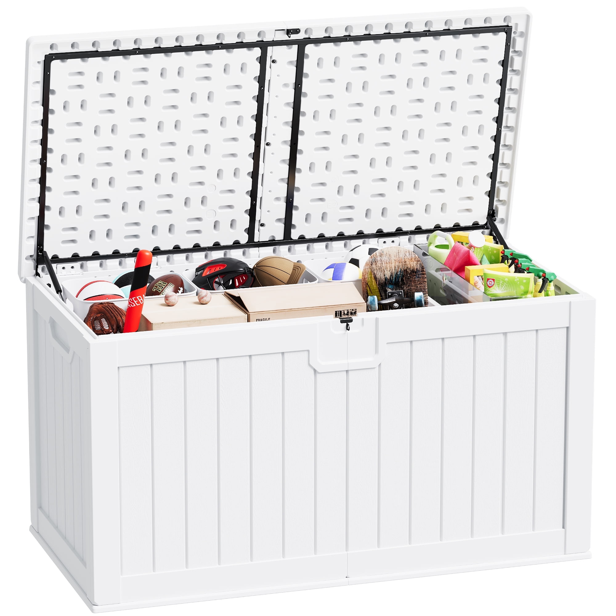 Homall 230 Gallon Outdoor Resin Deck Box ,Lockable, with Side Handles ...