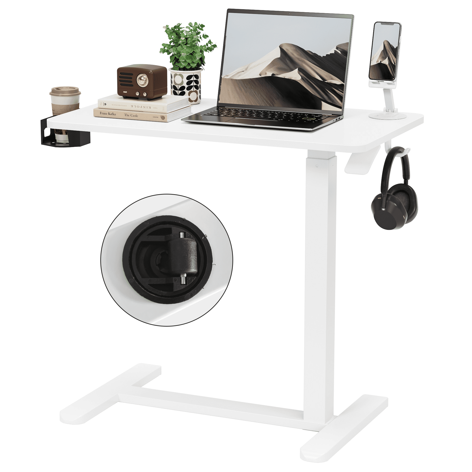 Homall 27.6“ Overbed Table with Hidden Wheels Adjustable Bedside Table ...