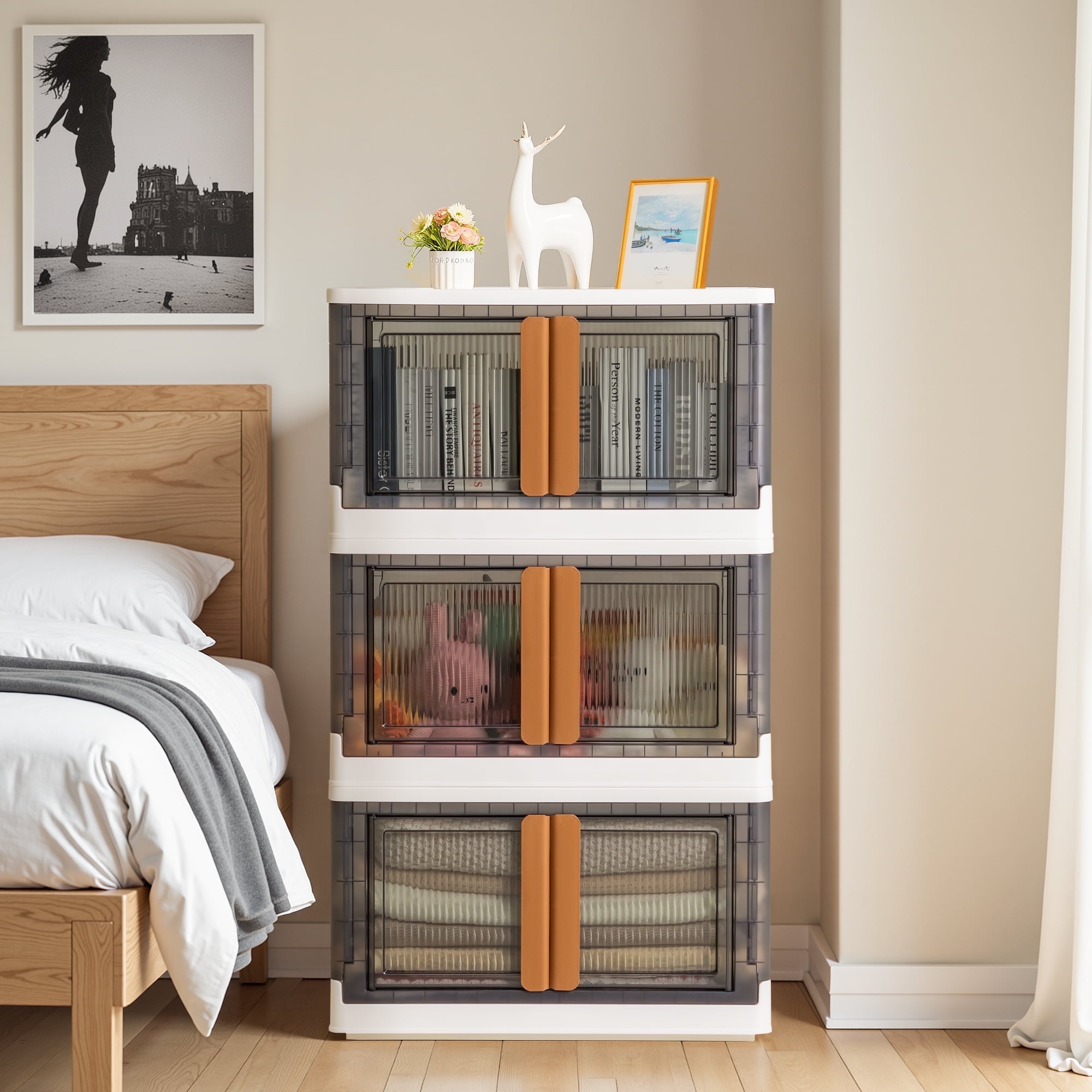 Homall 19 gal Collapsible Storage Bins, Stackable, Strong, Lockable ...