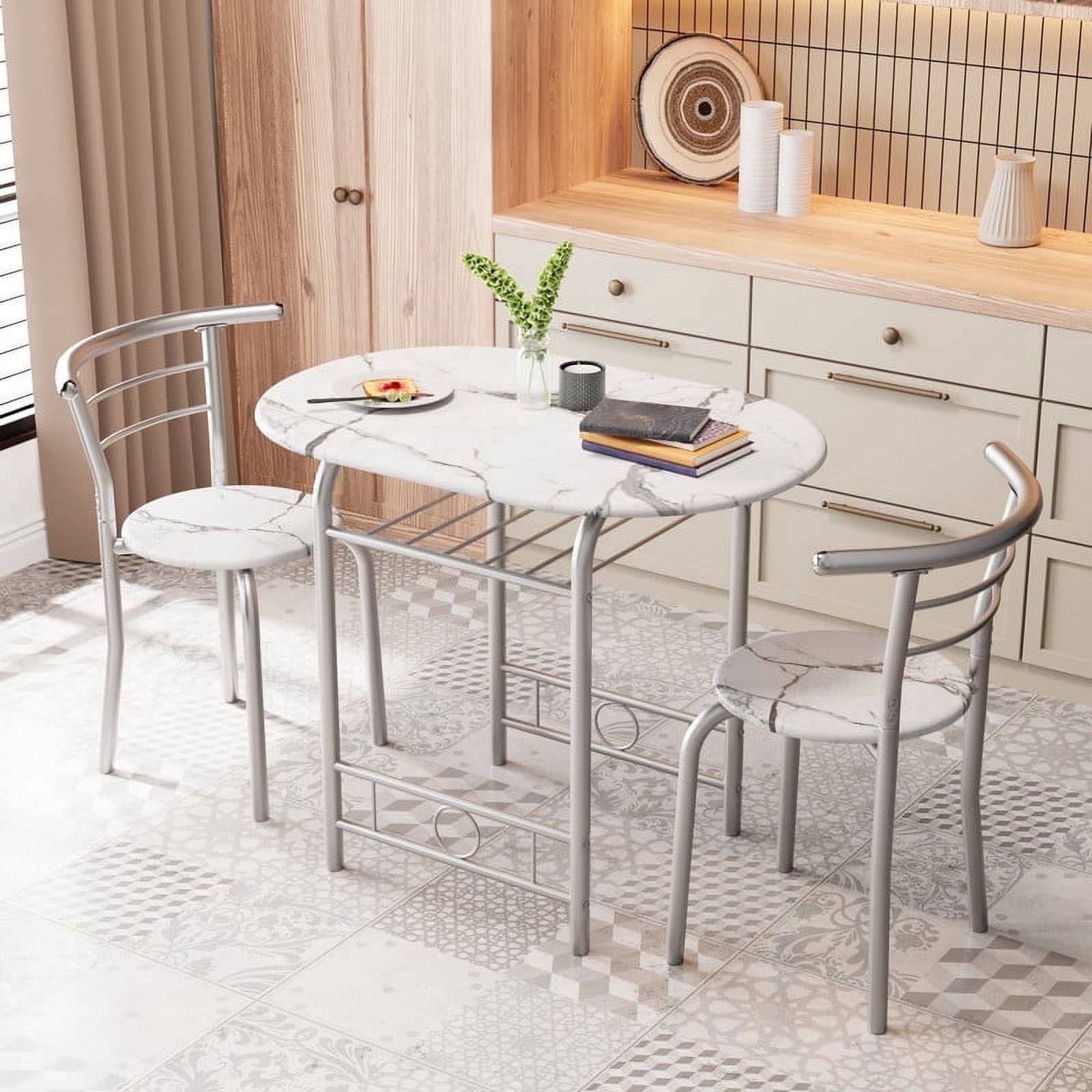 Homall 3 Piece Wood and Metal Dining Table Set, Small Dining Table for ...
