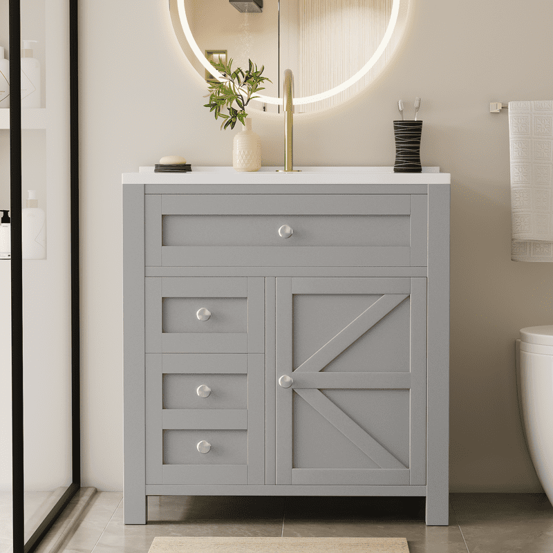 Homall 30'' Bathroom Vanity with Undermount Resin Sink, Freestanding ...