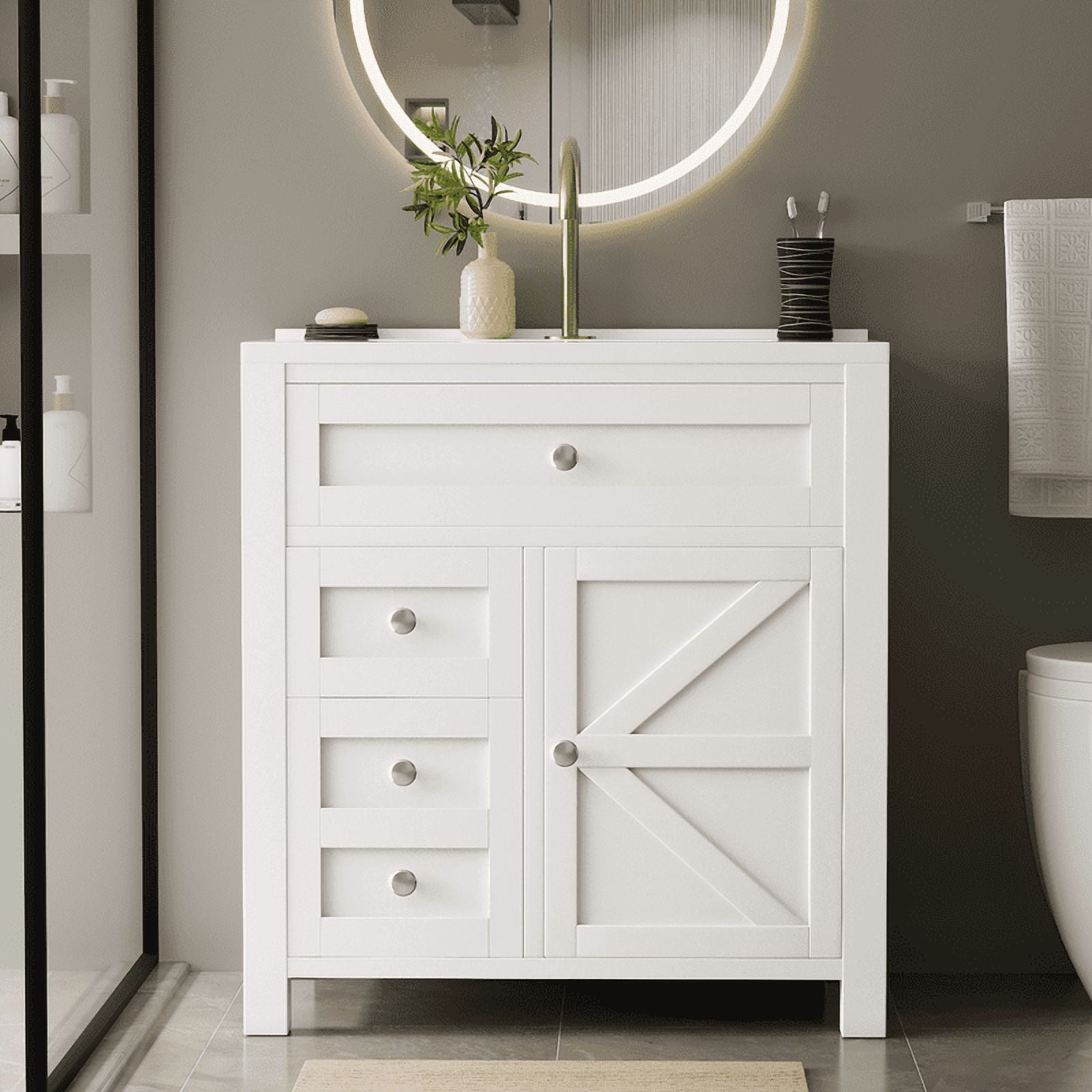 Homall 30'' Bathroom Vanity with Undermount Resin Sink, Freestanding ...