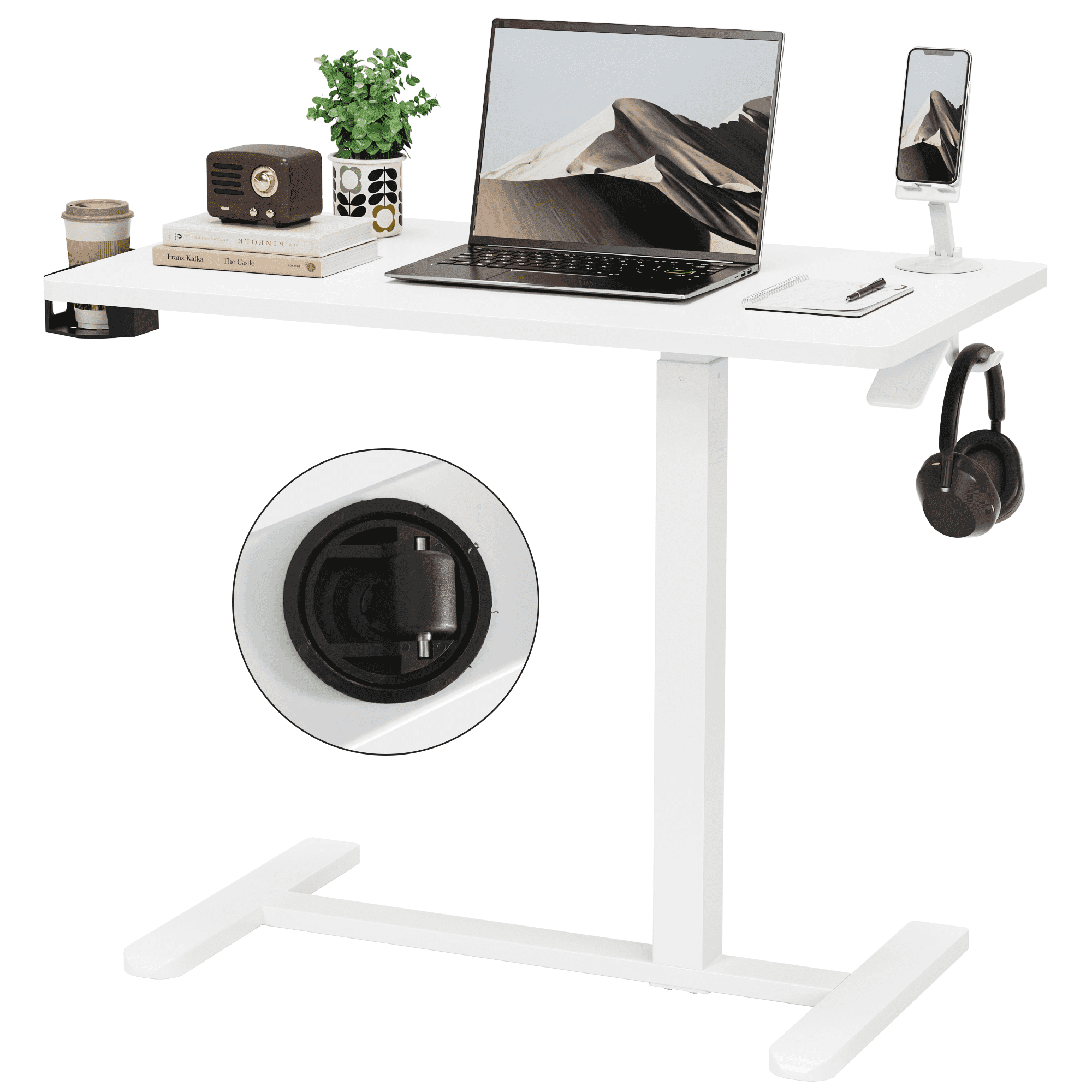 Homall 31.5" Overbed Table with Hidden Wheels Adjustable Bedside Table ...
