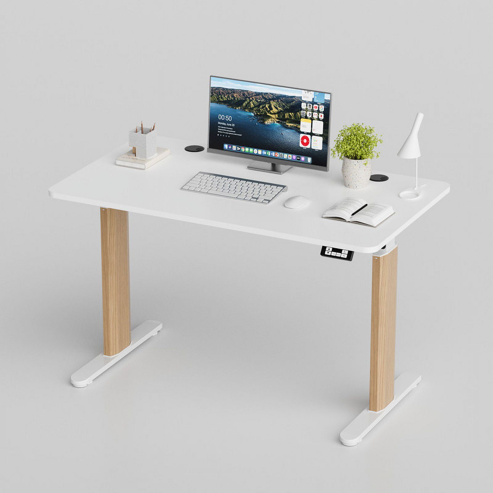 Homall Height Adjustable Electric Standing Desk with Stronger Wood Legs ...