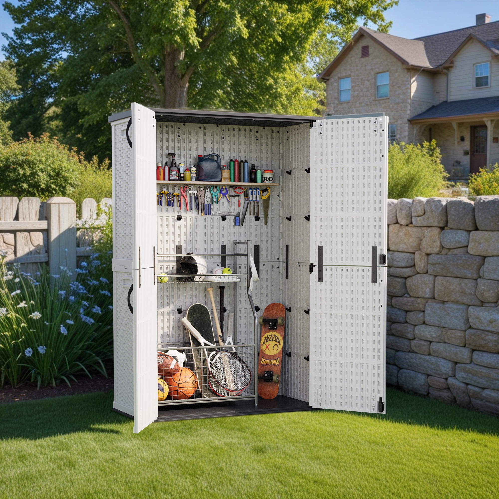 Homall 50 Cu.ft Resin Outdoor Storage Shed - Waterproof, Lockable ...