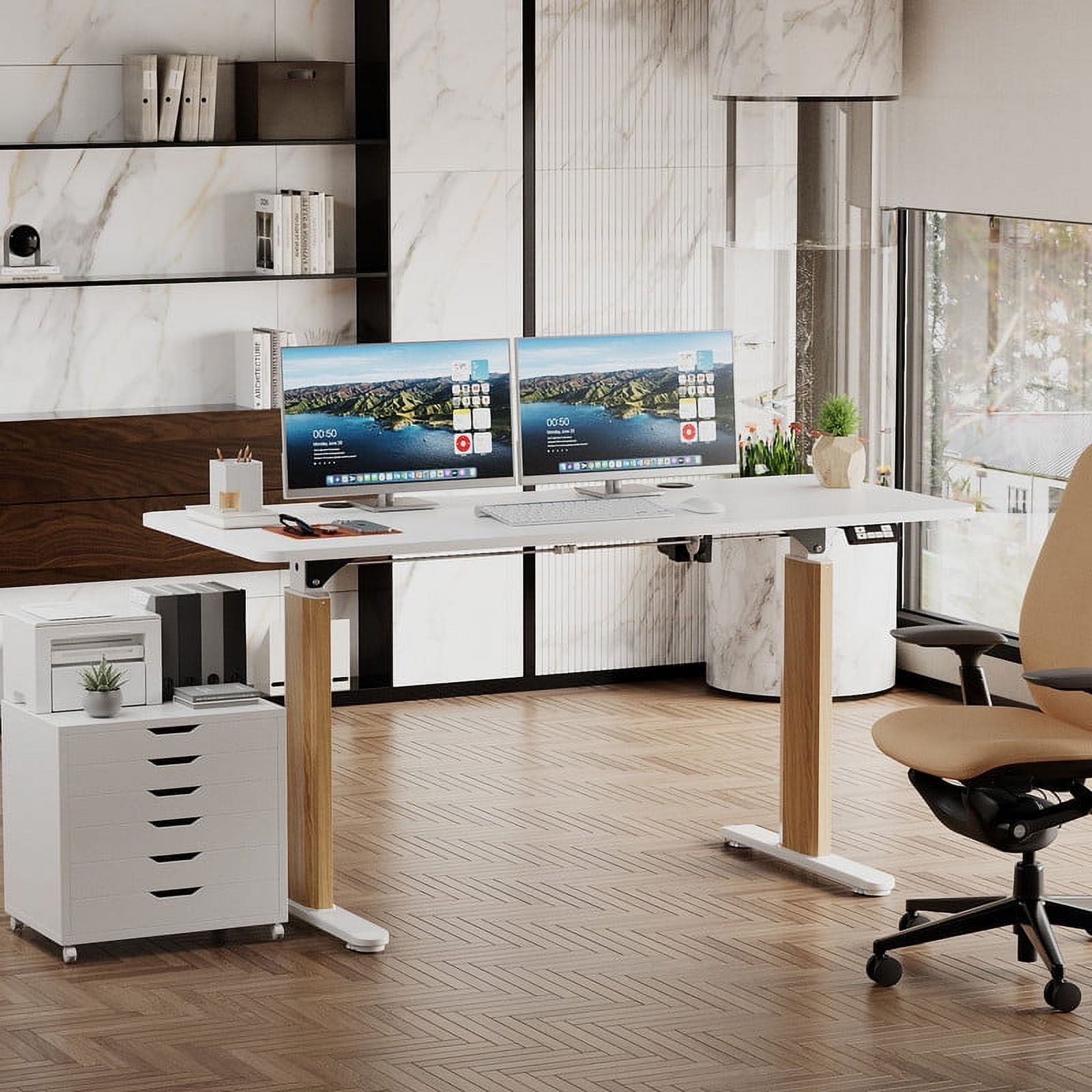 Homall 55.1''W Erogonomic Height adjustable Desk with Lift Range 28.7 ...