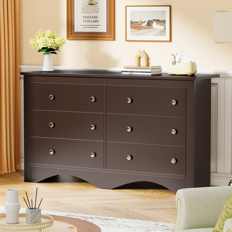 Homall 6 Drawer Double Dresser Equipped with an Anti-Toppling Device ...