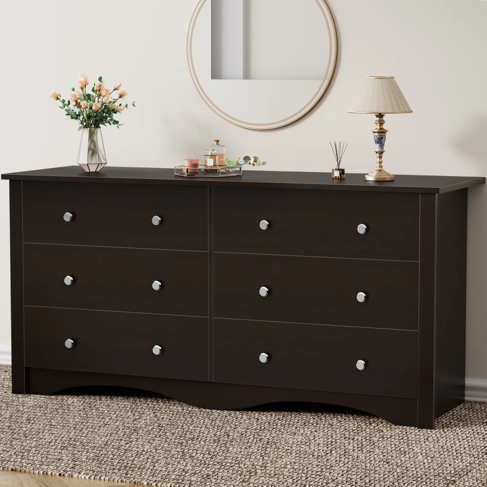 Homall Modern 6-Drawer Solid Wood Dresser, Double Chest for Bedroom ...