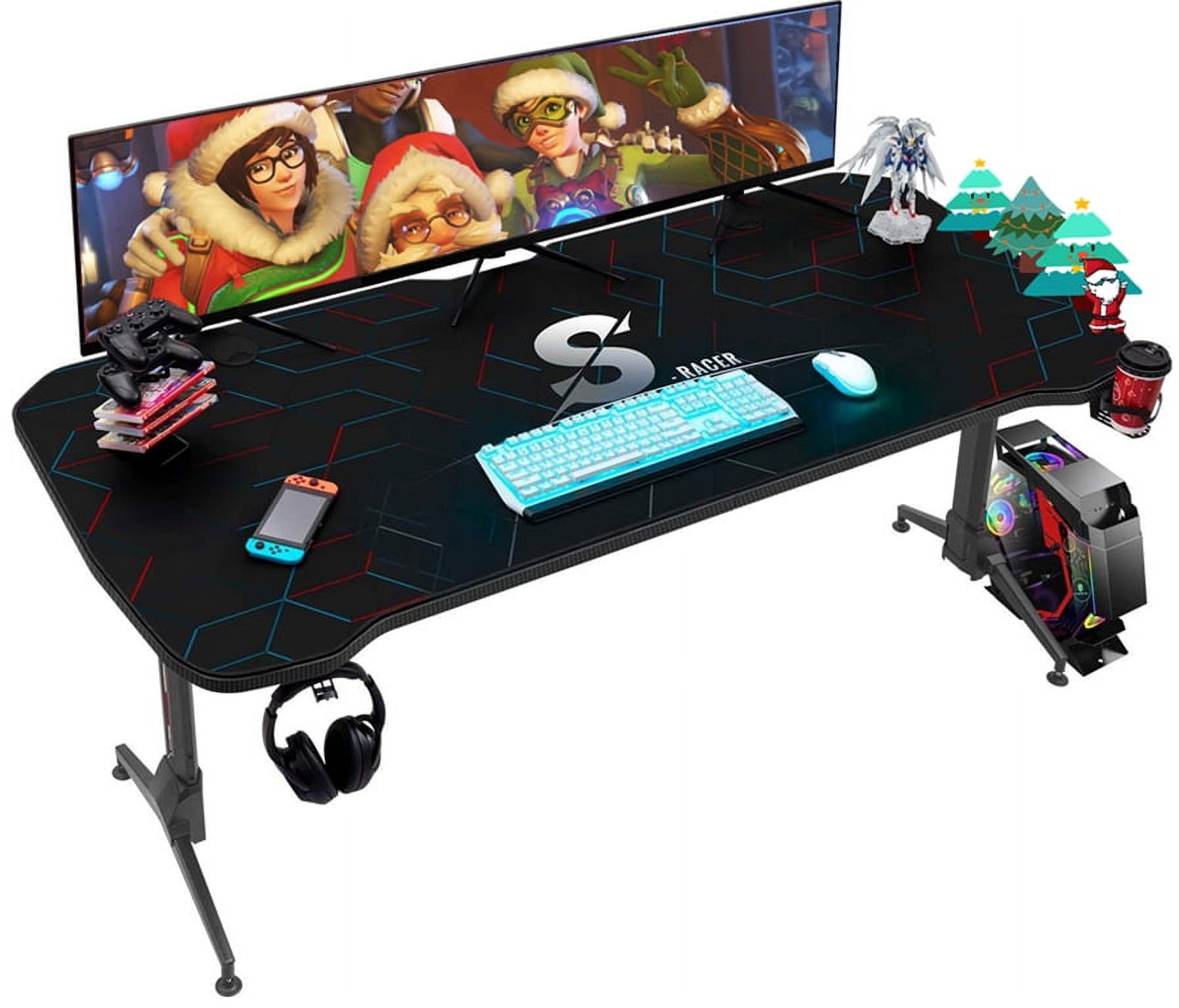 Homall 55 Inch Gaming Desk Y-Shaped PC Computer Gaming Office Desk with ...