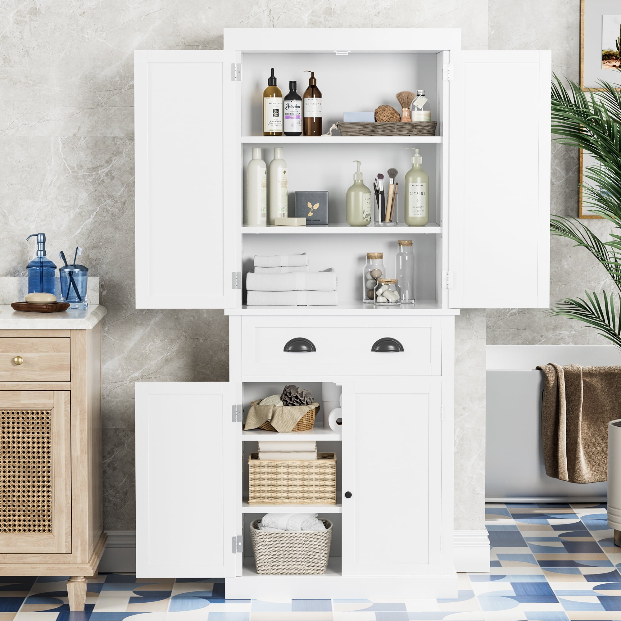 Homall 72 "H Kitchen Storage Cabinet, Multi-Shelf Storage Cabinet with ...