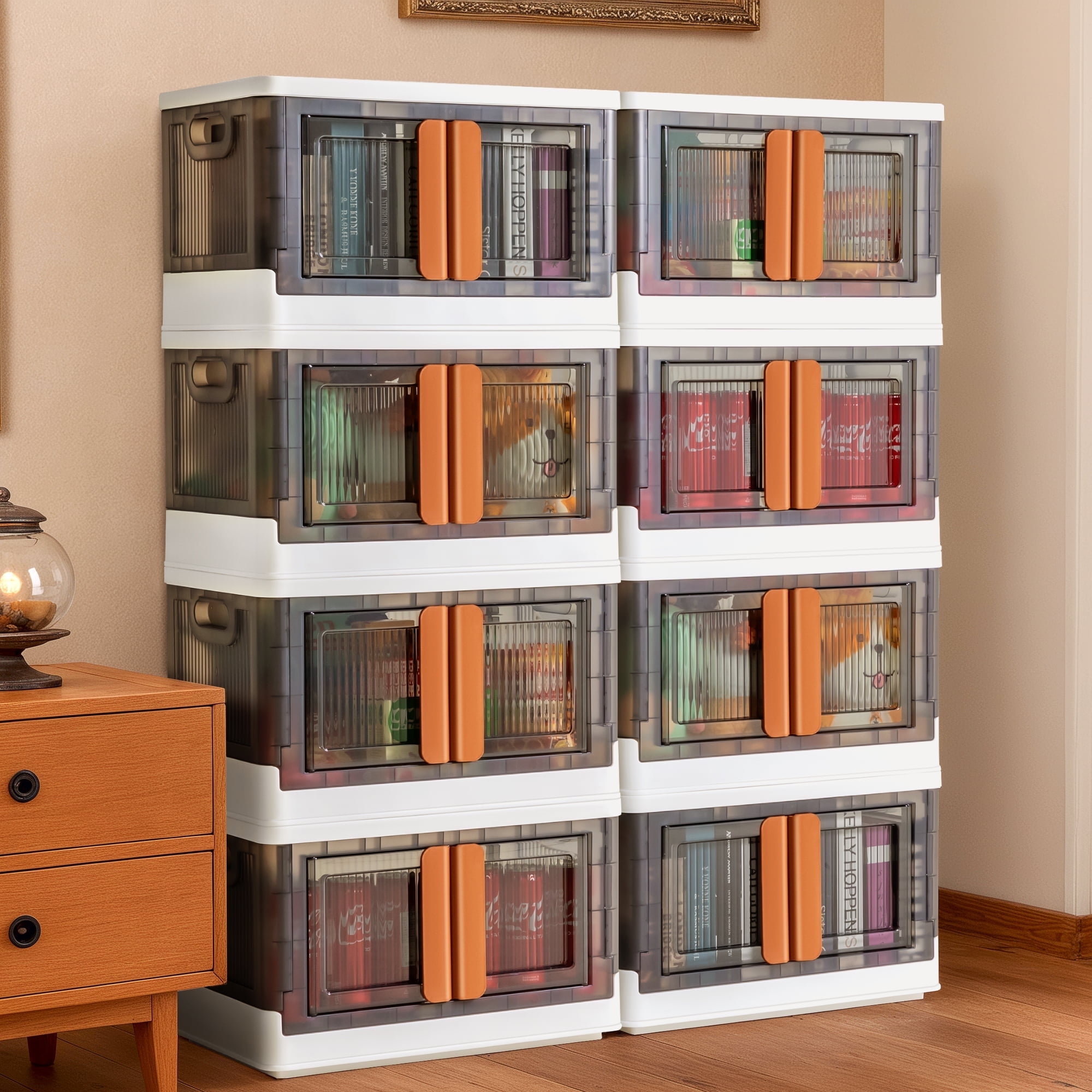 Homall 8 Pack, 268QT, Collapsible Storage Bins with Lids, Folding ...