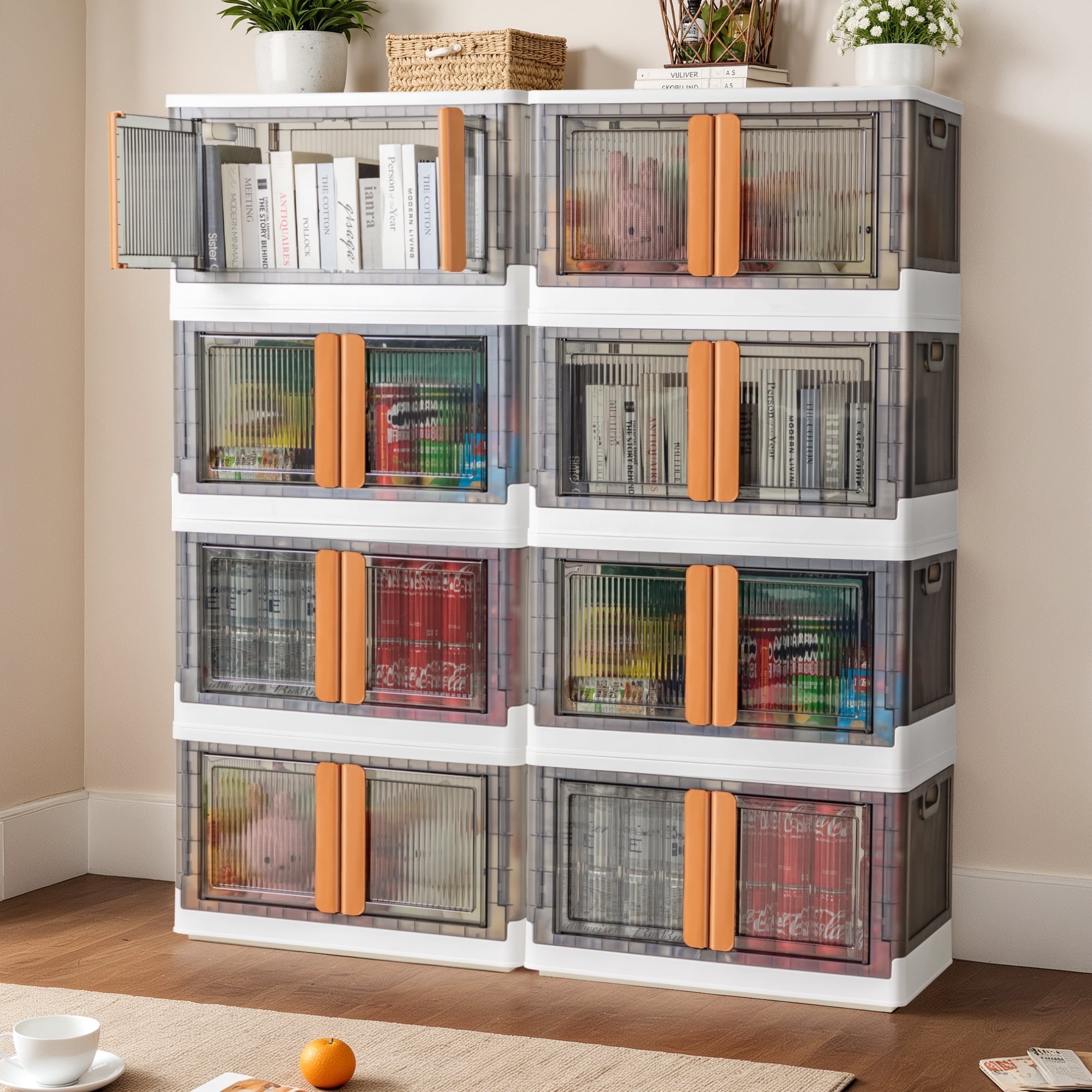 Homall 8 Pack, 608QT, Large Collapsible Storage Bins with Lids, Folding ...