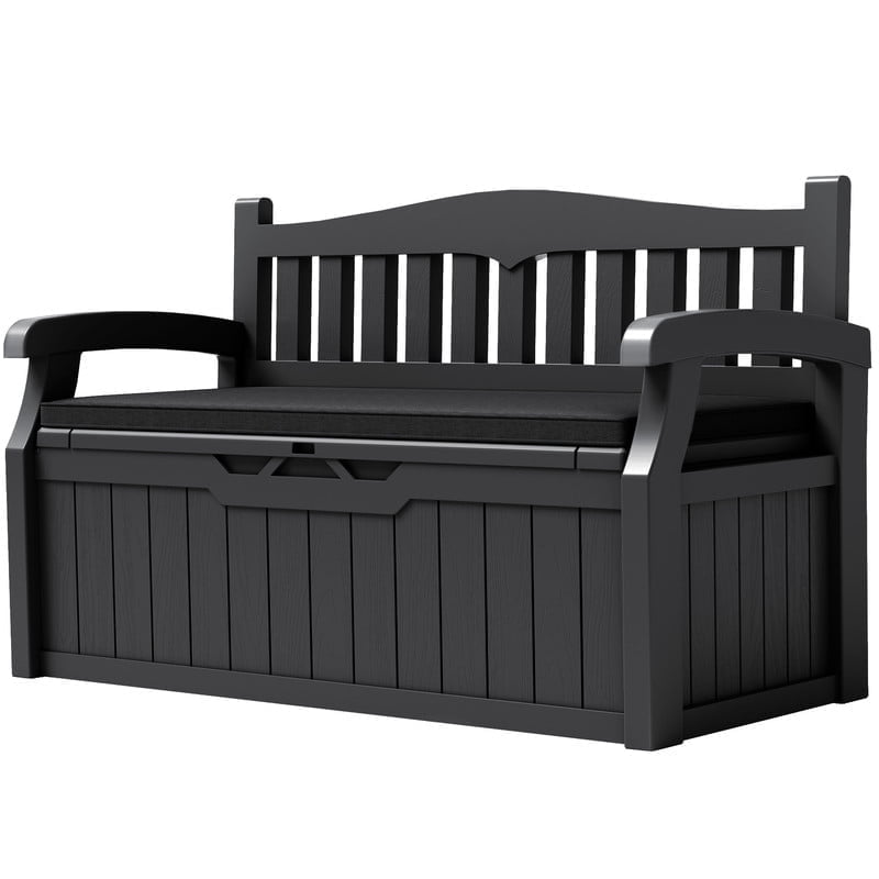 Homall 80 Gallon Plastic Storage Bench with Cushion Made Of Durable ...