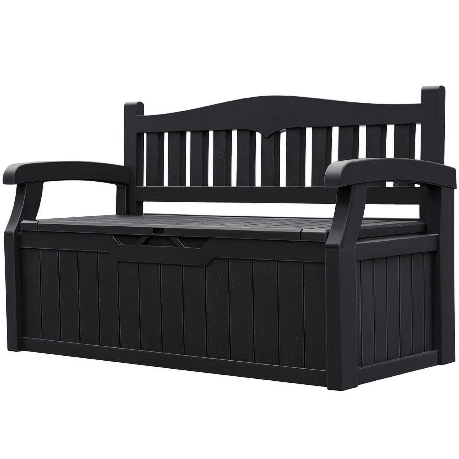 Homall, Outdoor Storage Bench, 80 Gallon, Weatherproof Resin Black ...