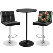 3-Piece Counter High Bar Table Set with Socket and 2 Fabric Padded Bar ...