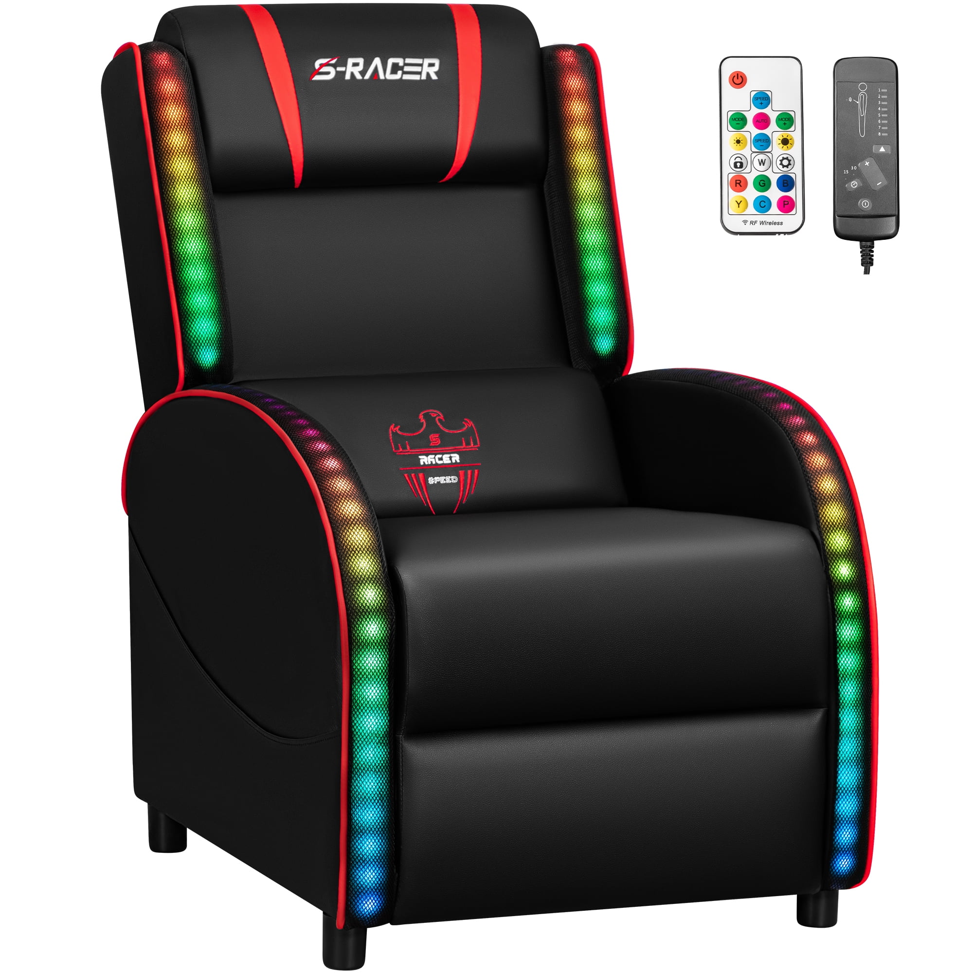 Homall RGB LED Lights Gaming Recliner with Remote Control, Massage ...