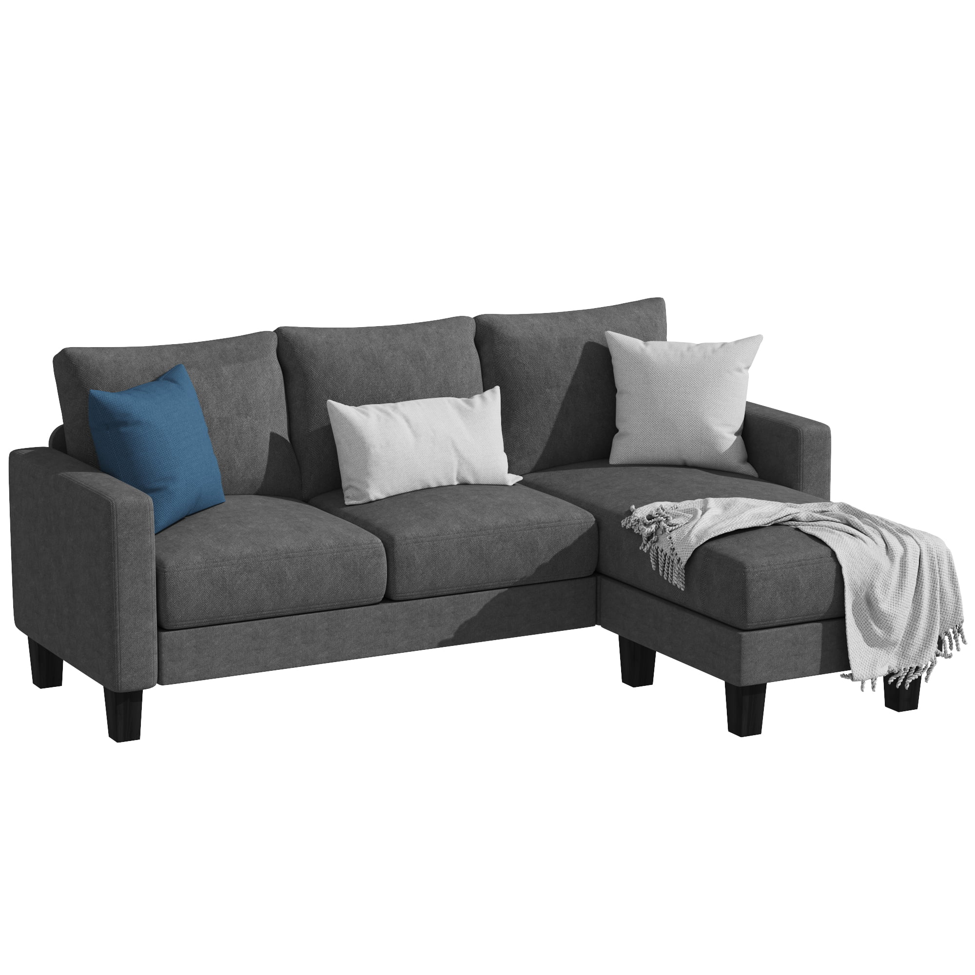 Homall Sectional Sofa 3-seat L-shaped Sofa with reversible toffee chair ...