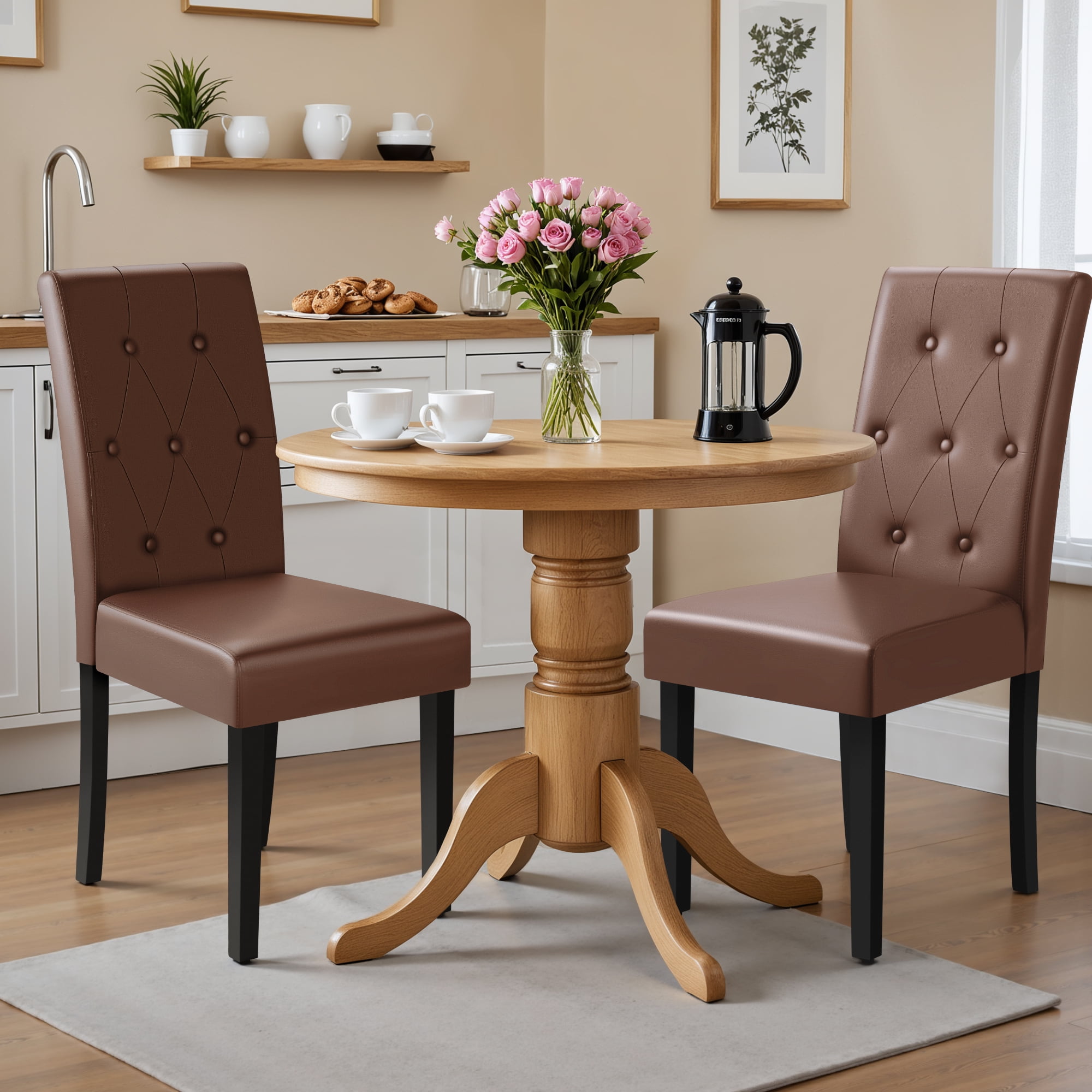 Homall Dining Chairs Set of 2,Urban Style PU Leather Dining Chairs ...