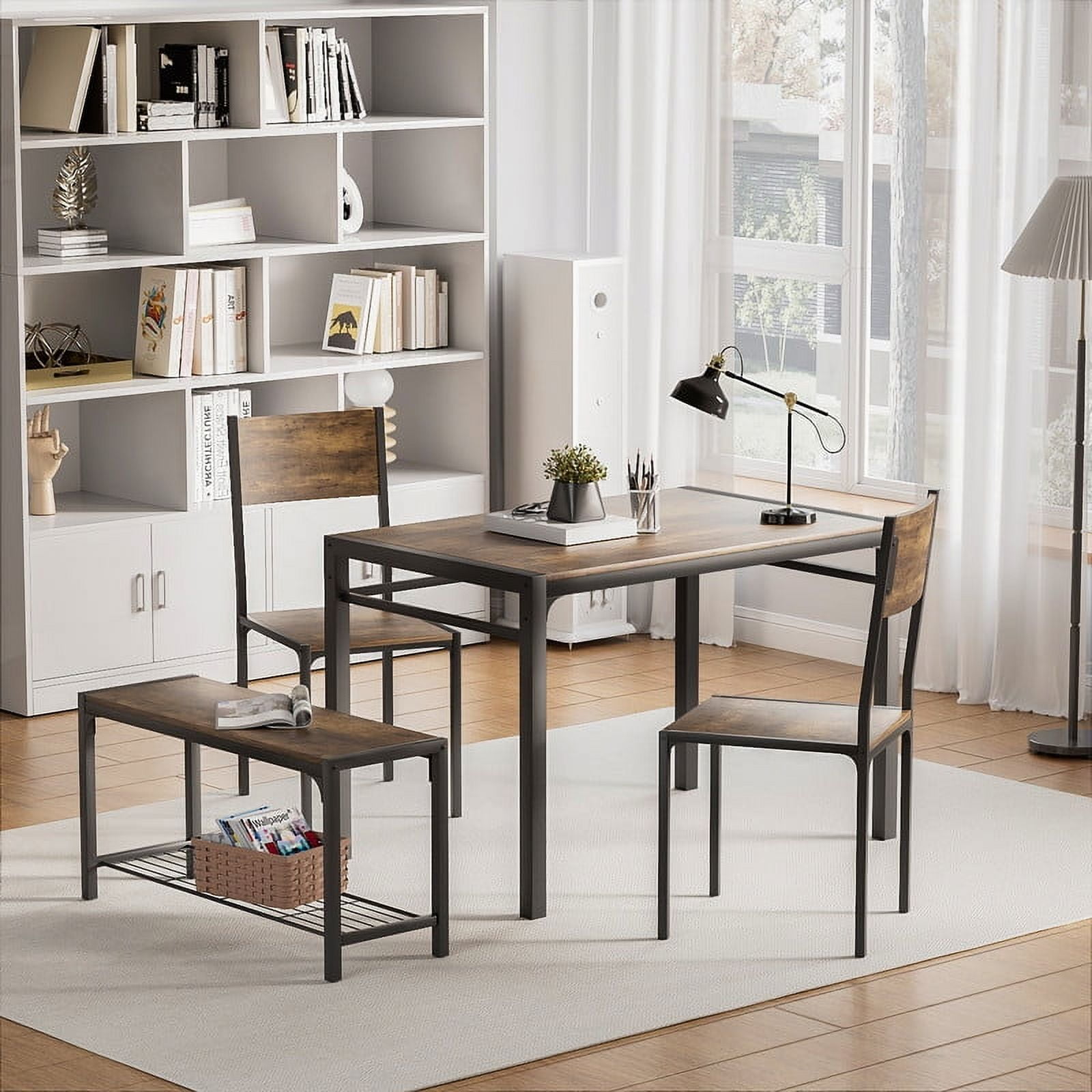 Homall Dining Table and 2 Chairs for 4 with Bench,4 Pices Indoor ...