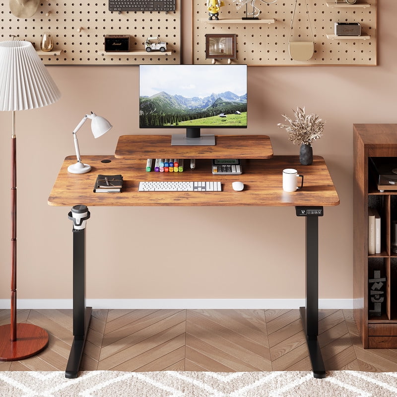 Homall 47" Wide Electric Height Adjustable Standing Desk with Monitor ...