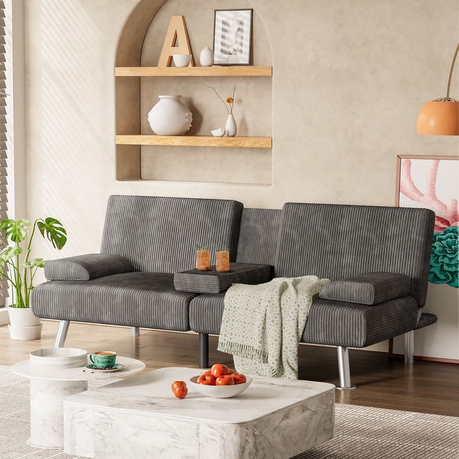 Homall Convertible Futon Sofa Bed, Adjustable Backrest Angles, with ...