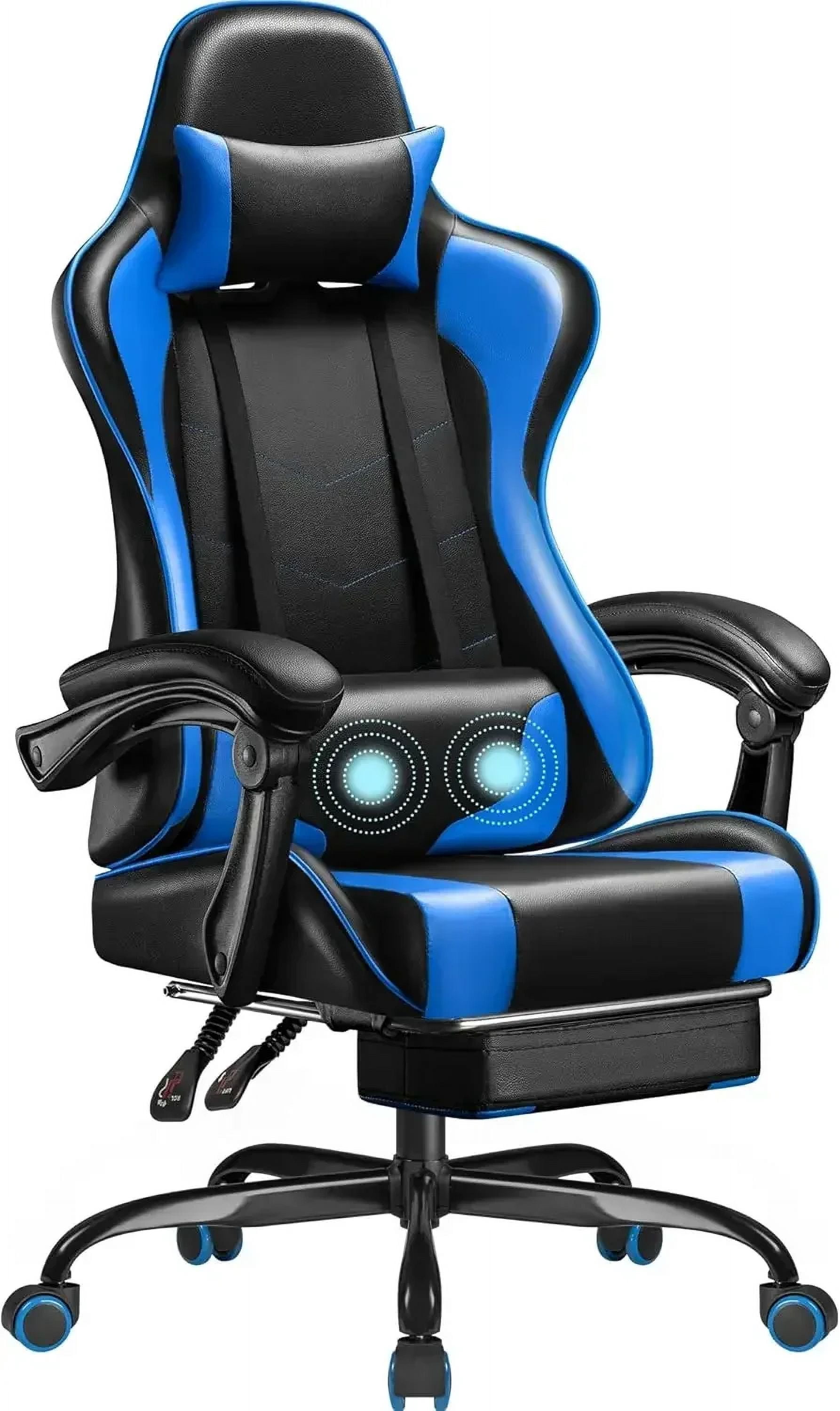 Gaming Chair, Video Game Chair with Footrest and Massage Lumbar Support ...