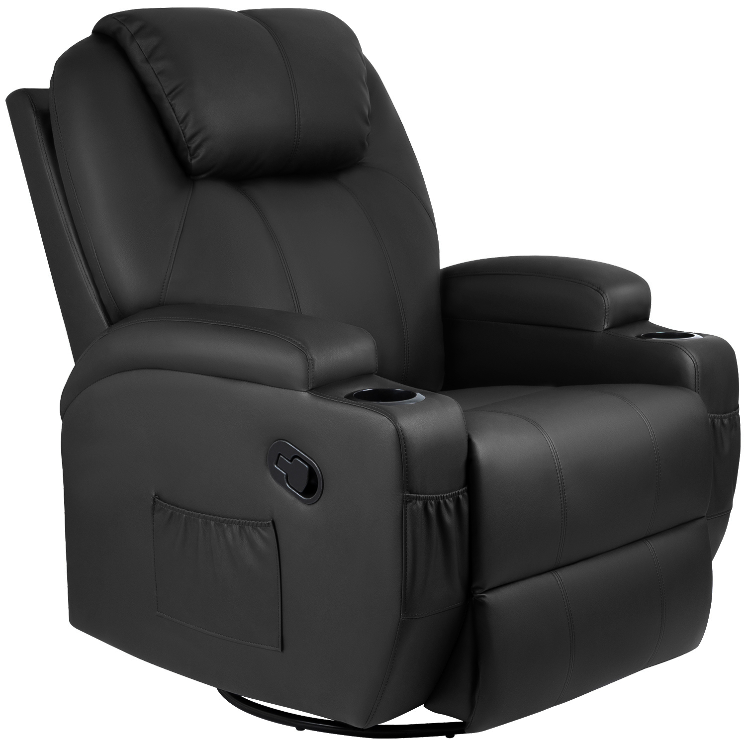 Swivel Power Recliner, Large Size PU Leather Reclining Chair with ...