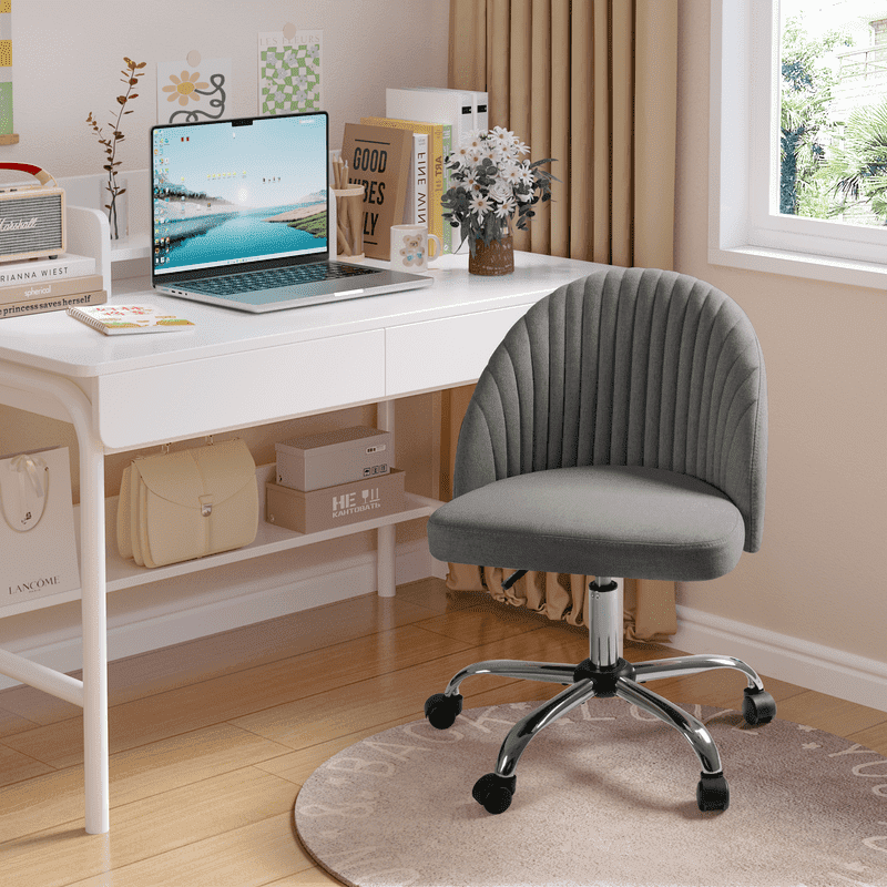 Homall Home Office Chair Adjustable Vanity Chairs Mid Back Rolling Task ...