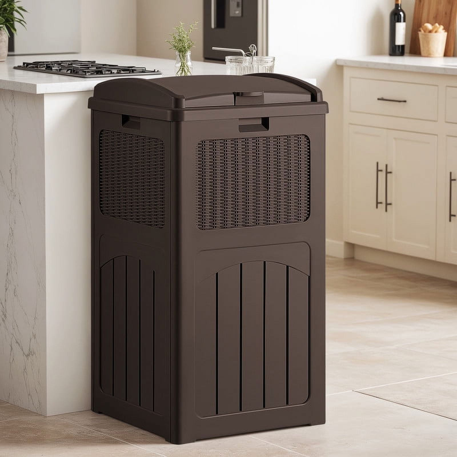 Homall Homes 36 Gallon Trash Can Plastic Kitchen Trash Can,Brown ...
