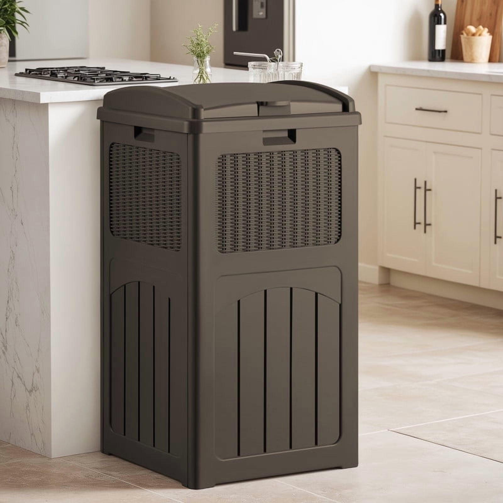 Homall 36 Gallon Dark Brown Plastic Trash Can, Large Capacity ...