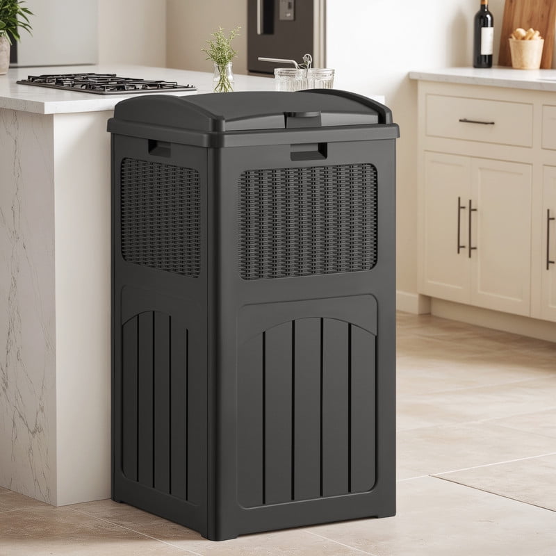 Homall 36 Gallon Plastic Kitchen Trash Can, Gray, Durable with Secure ...