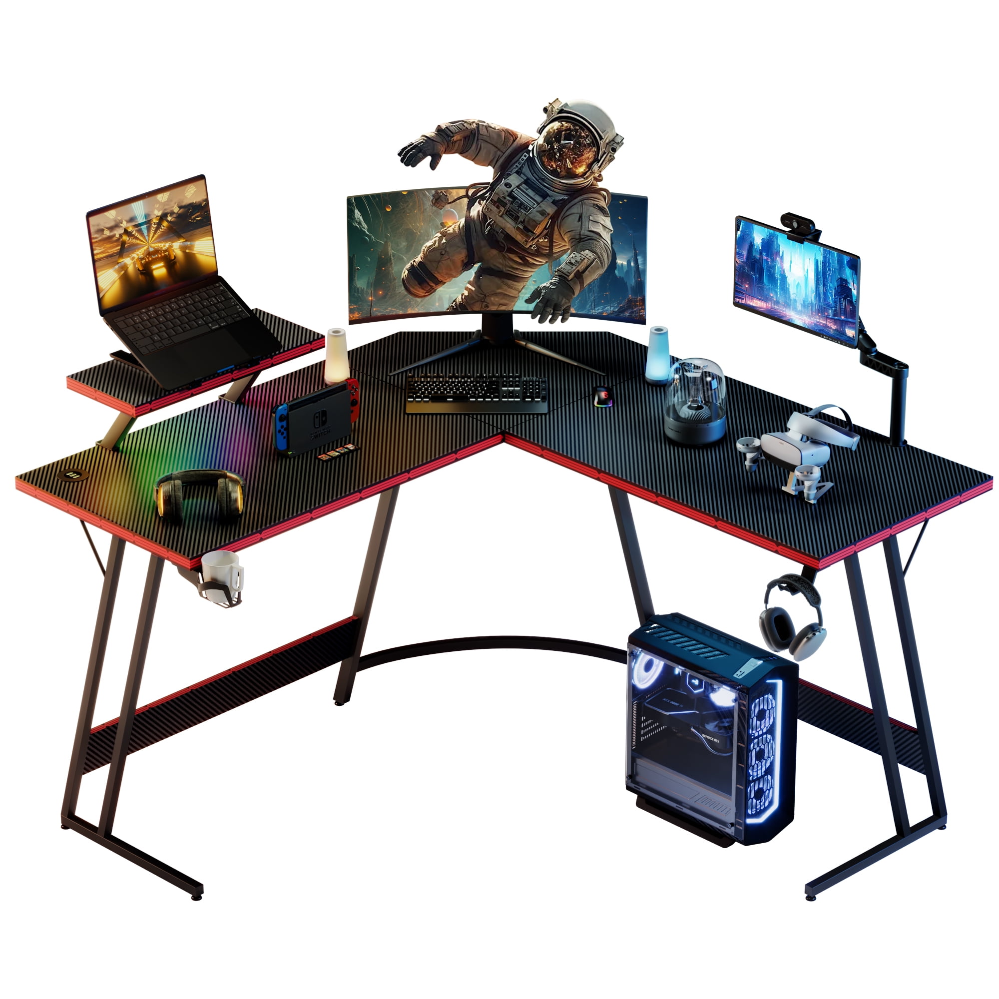 Homall L-Shaped Gaming Desk 51.2 Inches Corner Office Gaming Desk ...