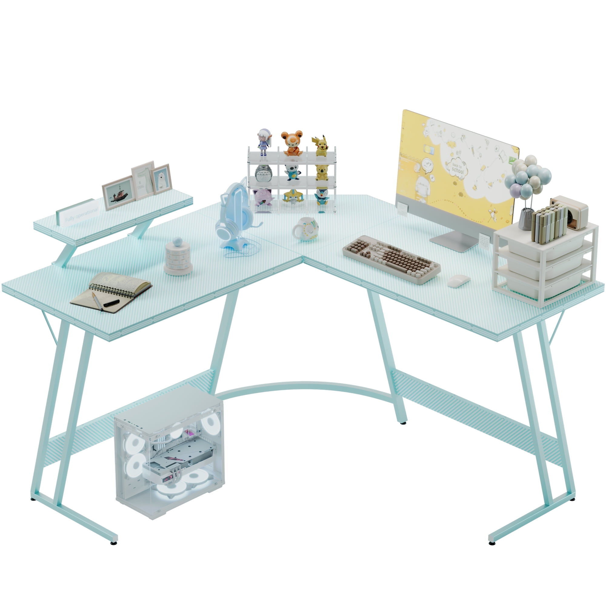 L shaped desk blue store