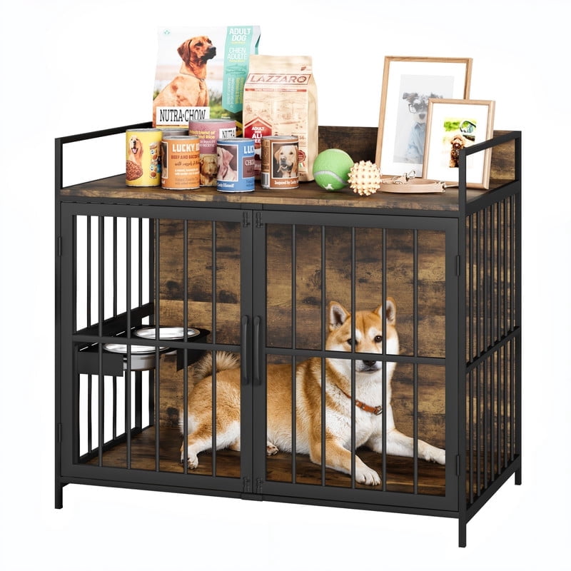 Homall Large Heavy Duty Dog Crate Furniture, 40.9" Metal Dog Kennel ...