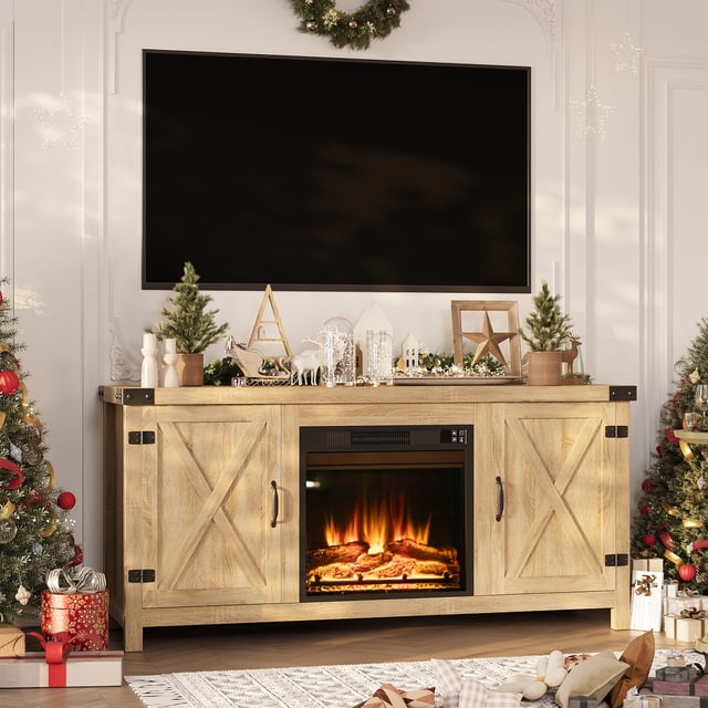 Homall Rustic Style Entertainment Center Console, Electric Sliding ...
