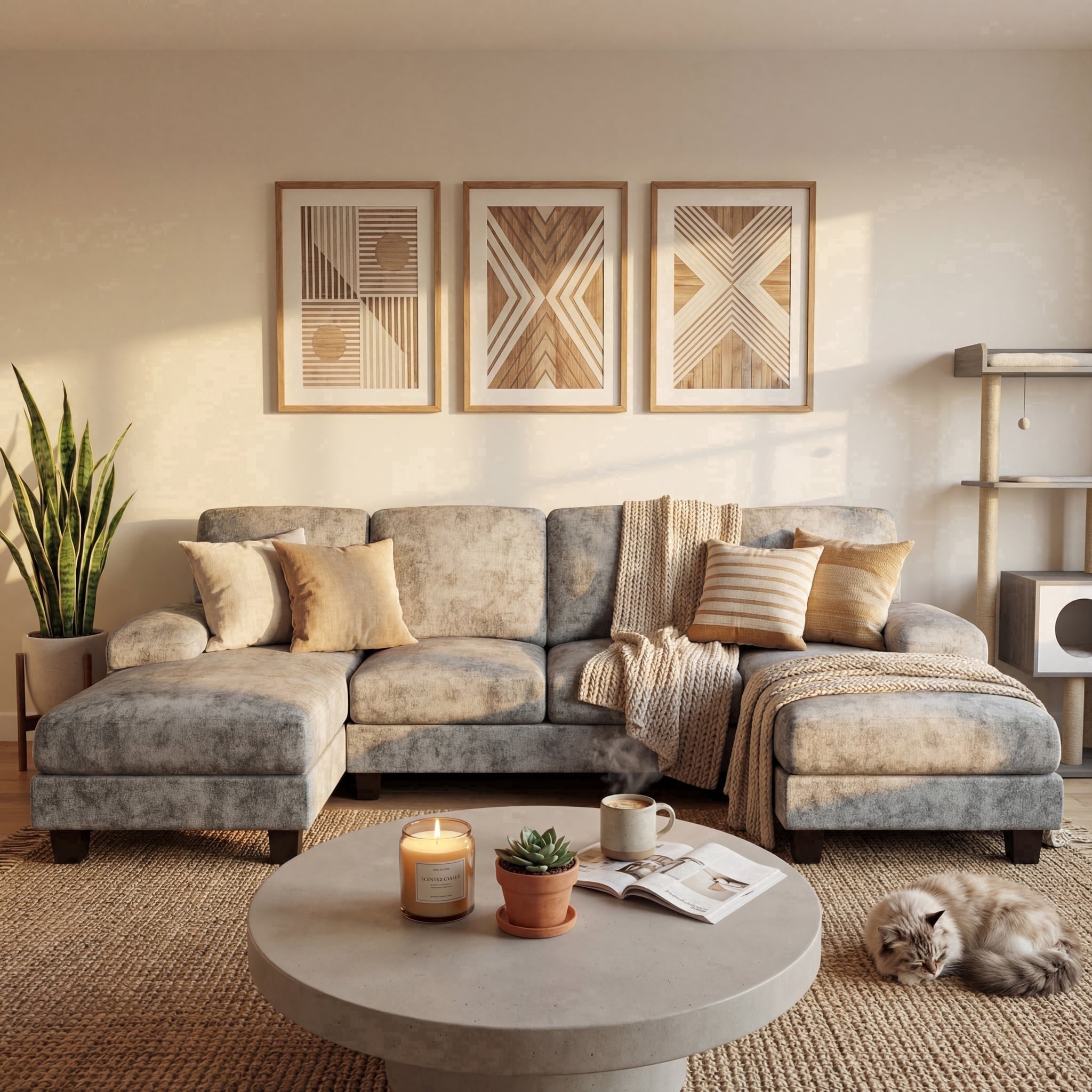 Homall Modern U-Shape 6 Seat Sectional Sofa, Chenille Fabric Modular ...