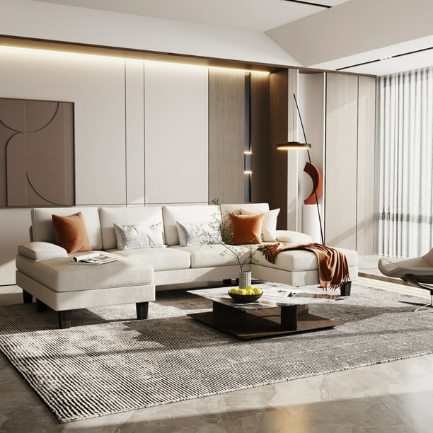 Homall Modern U-Shape Sectional Sofa, Chenille Fabric Modular Couch, 4 ...