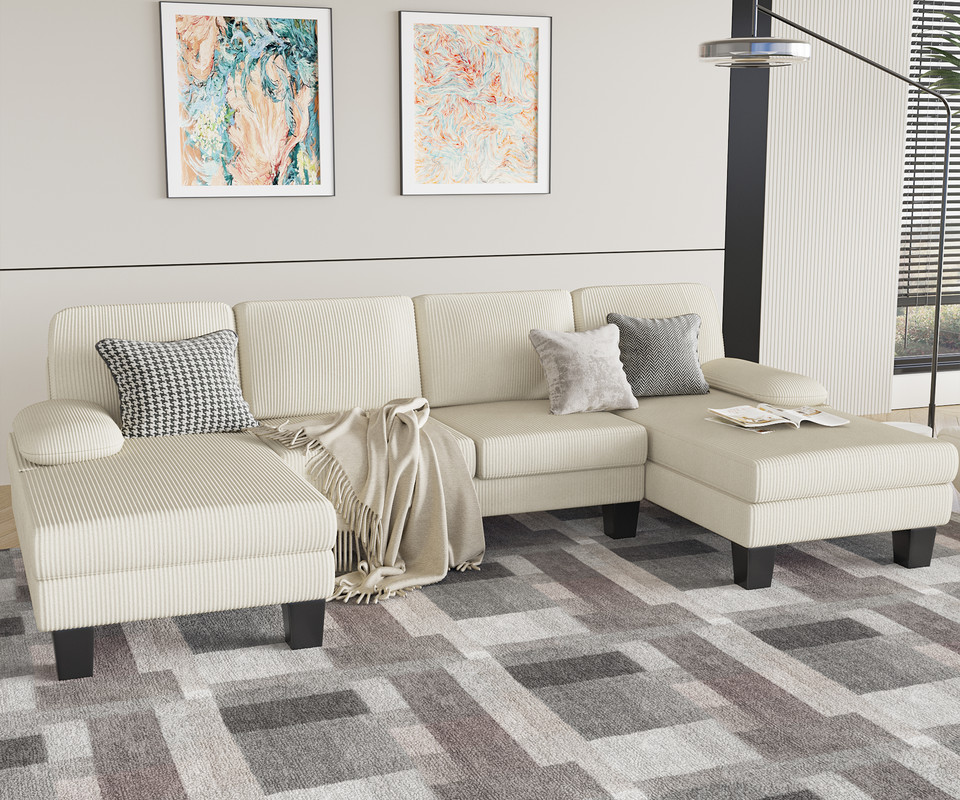 Homall Modern U-Shape Sectional Sofa, Chenille Fabric Modular Couch, 4 ...