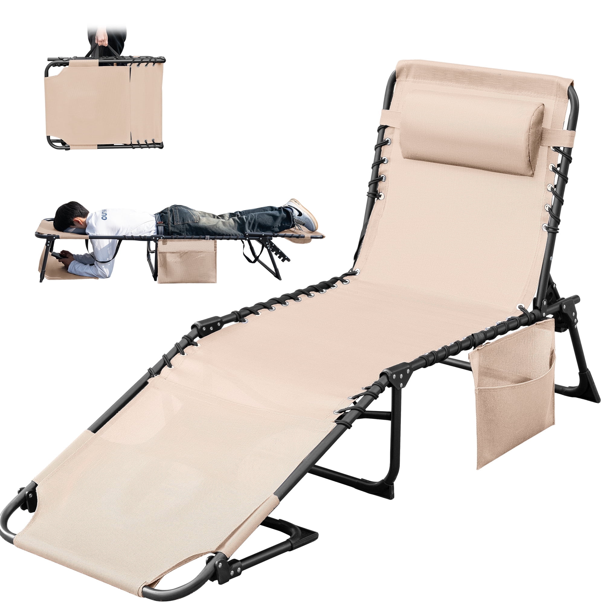Homall Outdoor Lounge Chair with Sauna Foldable Chair Adjustable Height ...