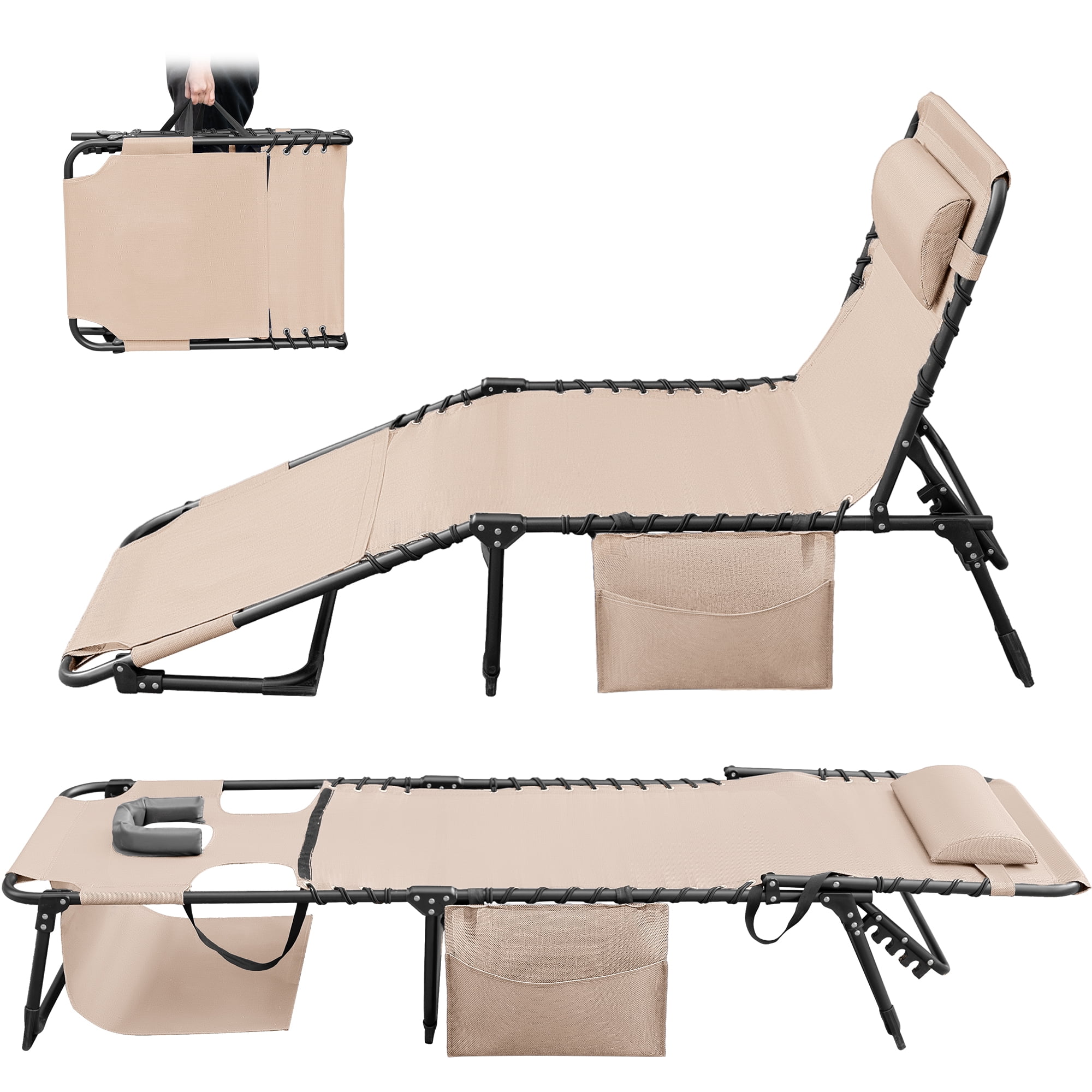 Homall Outdoor Lounge Chair with Sauna Foldable Chair Adjustable Height ...