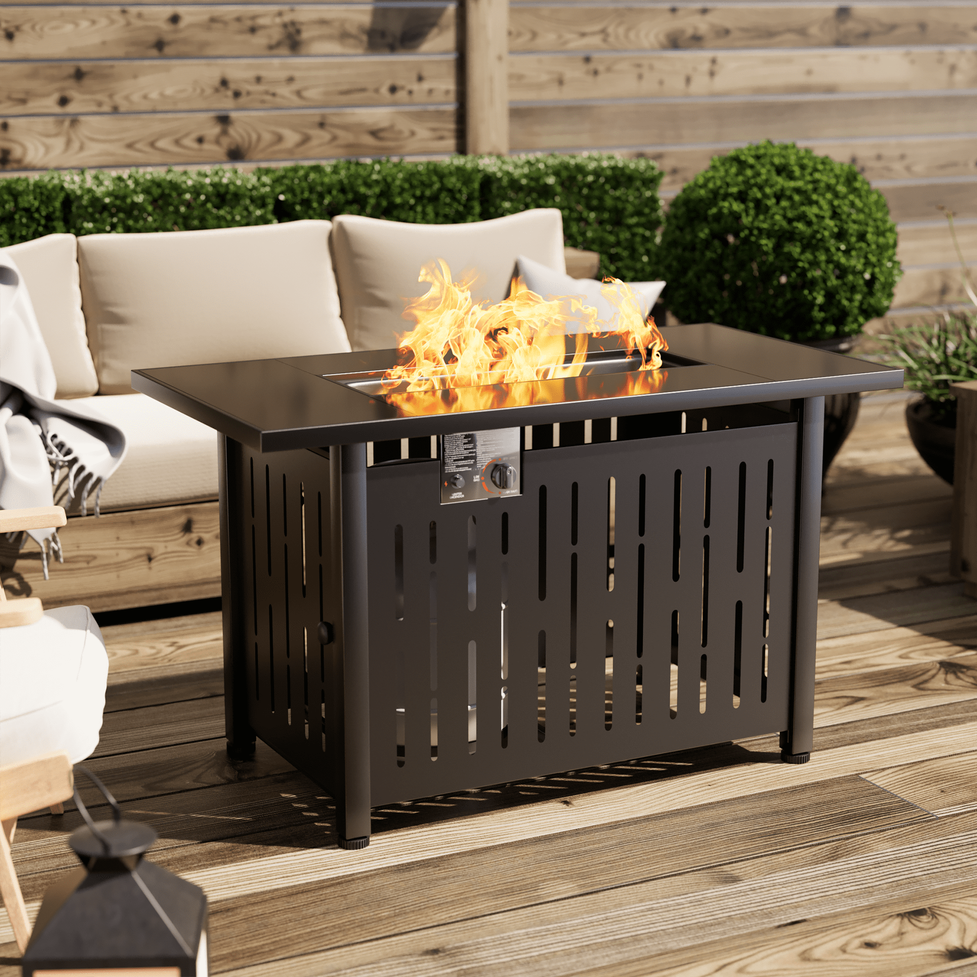Homall Patio 43 inch Propane Gas Fire Table 50000 BTU Outdoor Wicker ...