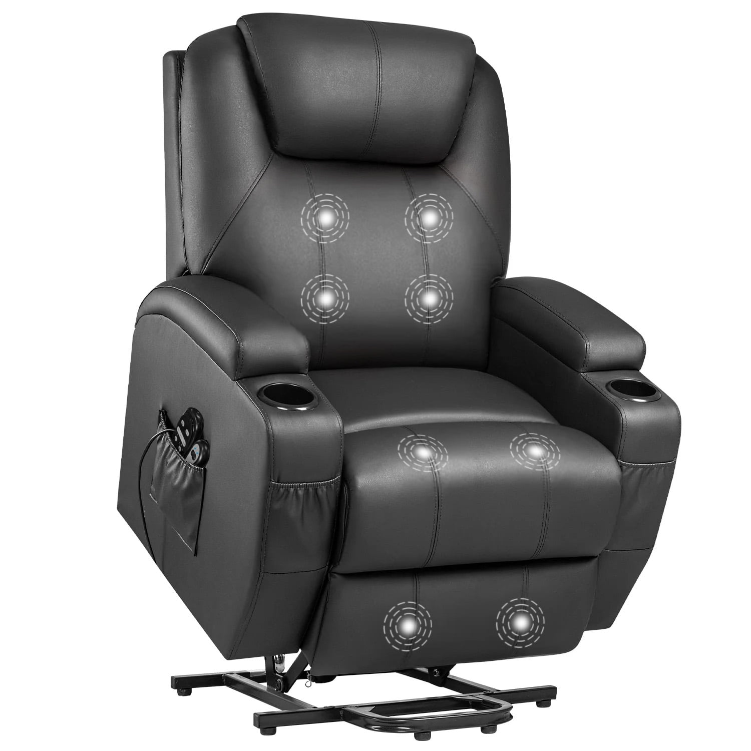 Homall Power Lift Recliner with Massage, Heating PU Leather for Elderly ...